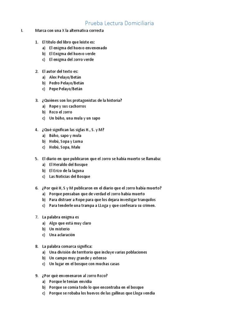 Prueba El Enigma Del Huevo Verde | PDF | Ocio | Violencia