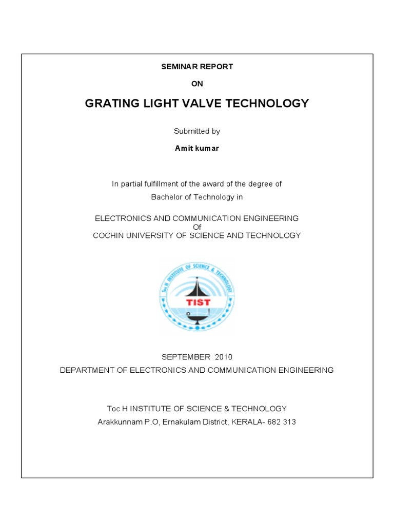 Grating Light Valve Technology: Seminar Report ON | PDF | Electronics ...