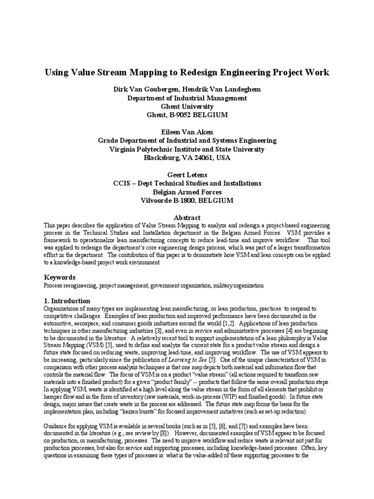 Using Value Stream Mapping To Redesign Engineering Project Work | PDF ...