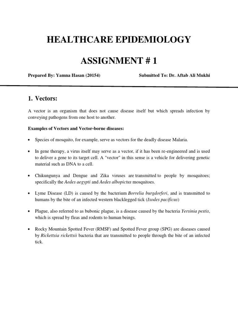 Healthcare Epidemiology Assignment # 1: 1. Vectors | PDF | Smog | Infection