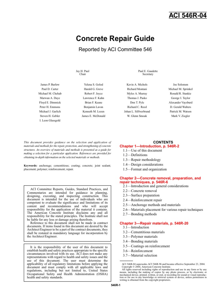 ACI 546R-14 Concrete Repair Guide | PDF