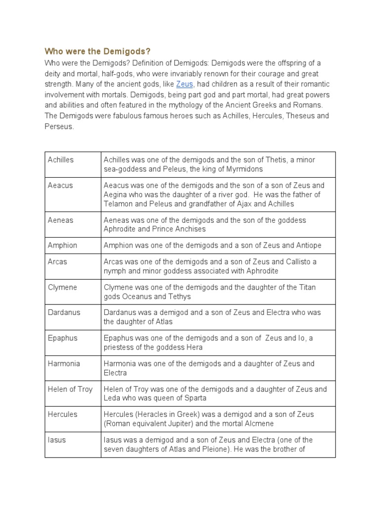 Demigods of Greek Mythology PDF | PDF | Helen Of Troy | Achilles