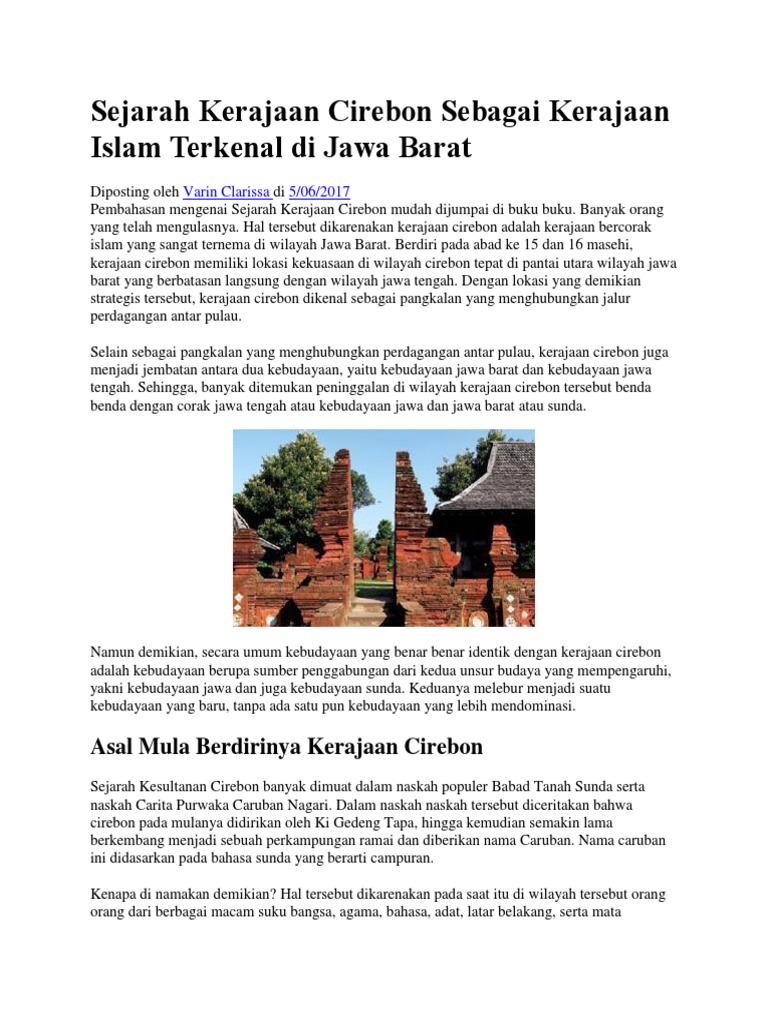 Sejarah Kerajaan Cirebon Sebagai Kerajaan Islam Terkenal Di Jawa Barat ...