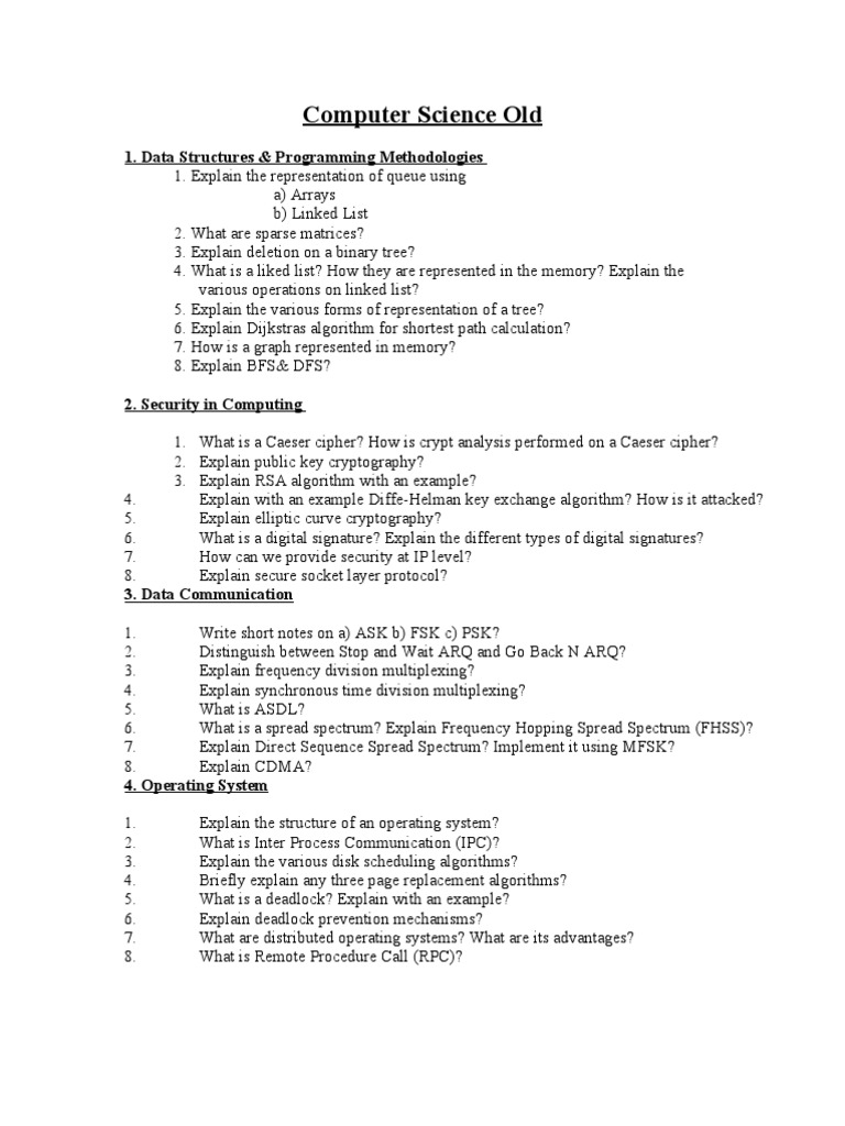 Computer Science Old: 1. Data Structures & Programming Methodologies ...