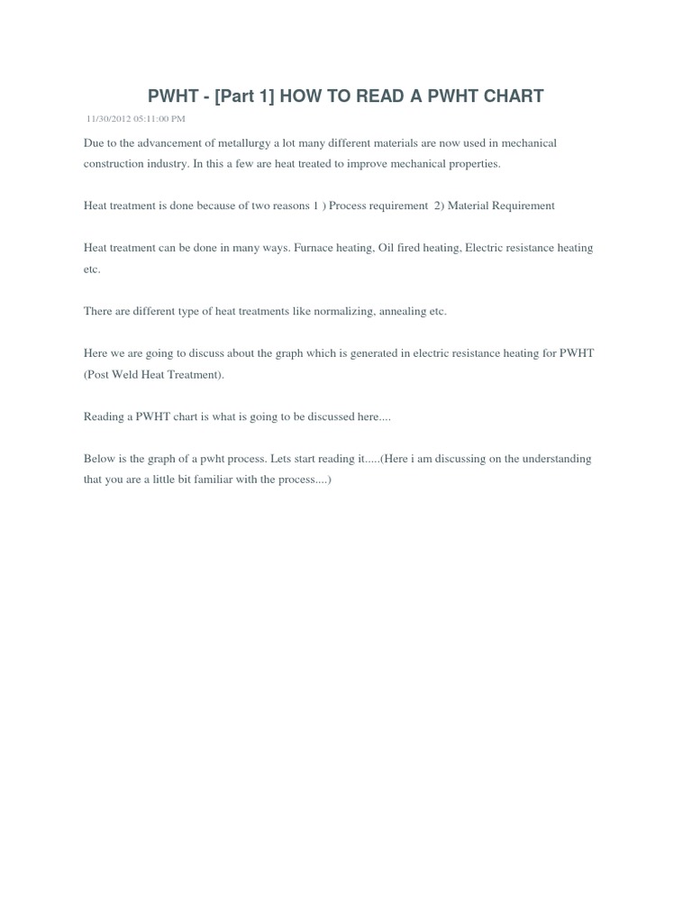 How to Read a PWHT Chart Guide | PDF | Heat Treating | Annealing ...