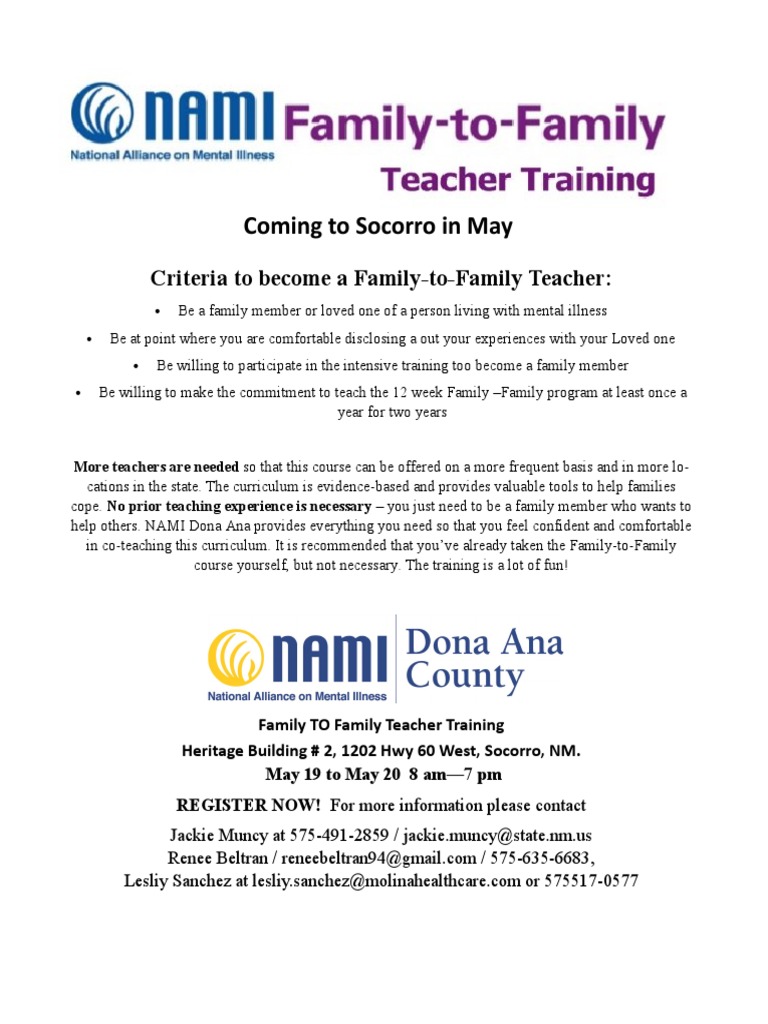 NAMI Family To Family Teacher Training | PDF