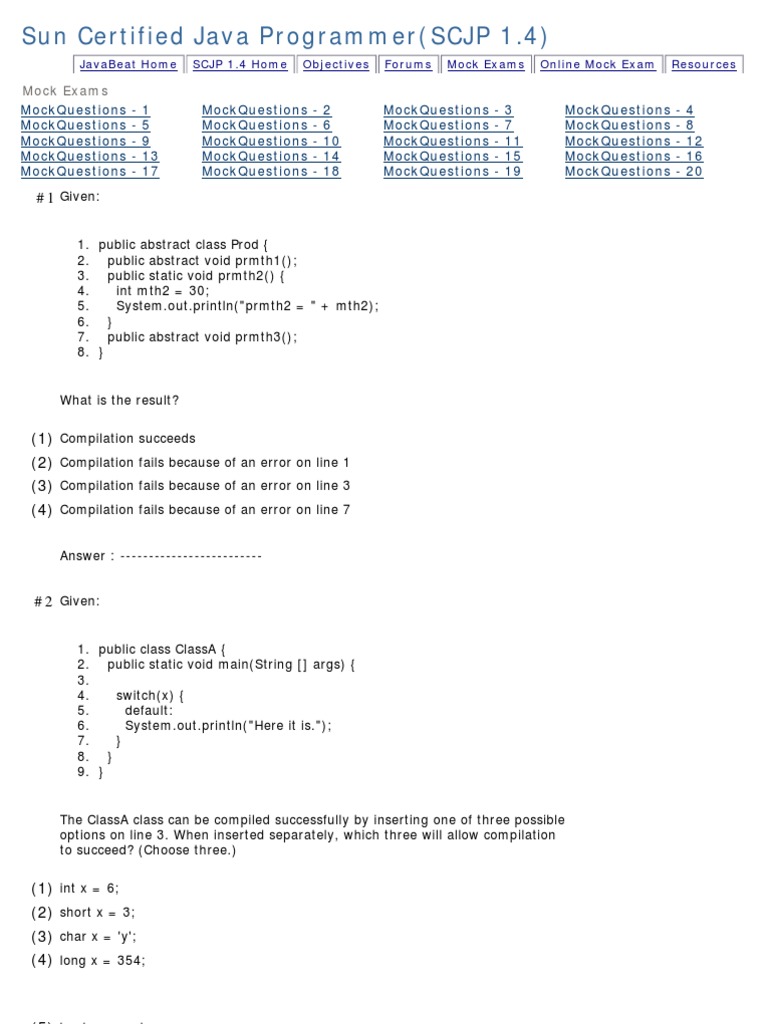 Java Mock Tests For Scjp Method Computer Programming Constructor Object Oriented Programming 9293