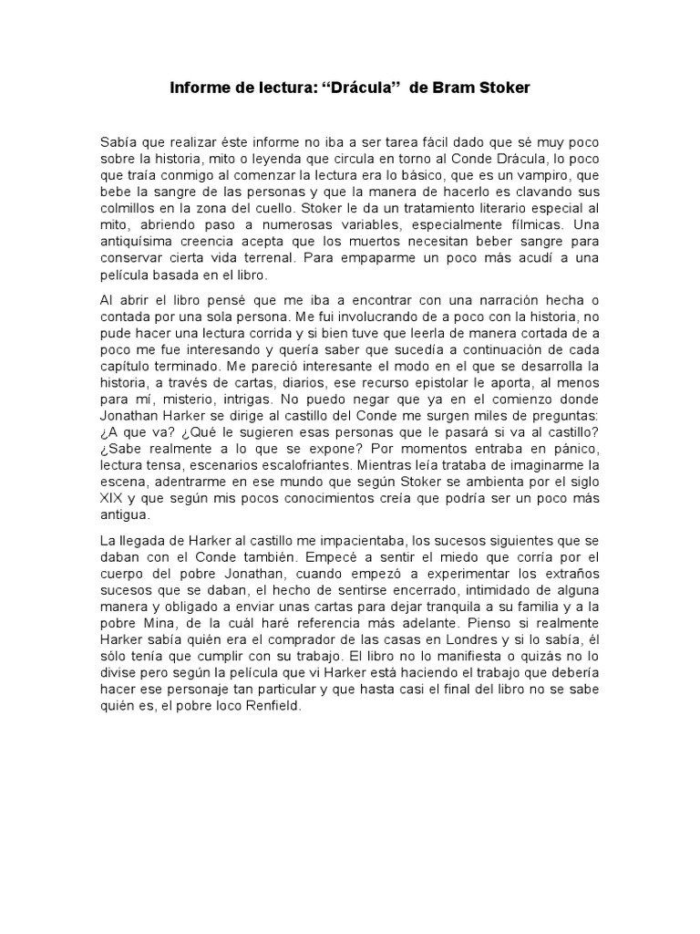 Informe de Lectur Dracula | PDF