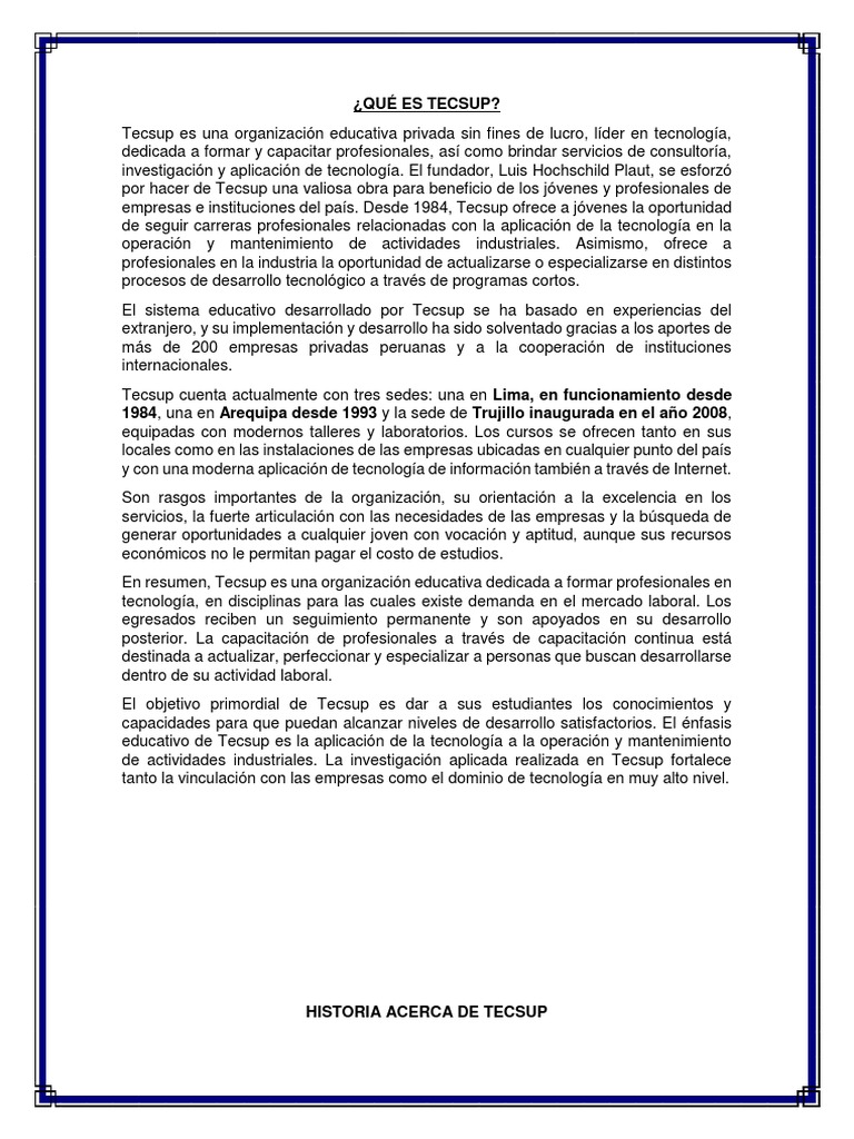 Qué Es Tecsup | PDF | Ingeniería | Business