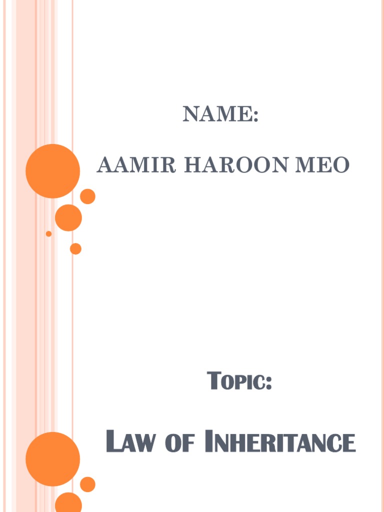 Law of Inheritance | PDF | Inheritance | Wife