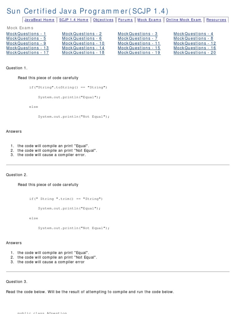 Java Mock Tests For Scjp Pdf Class Computer Programming Method Computer Programming