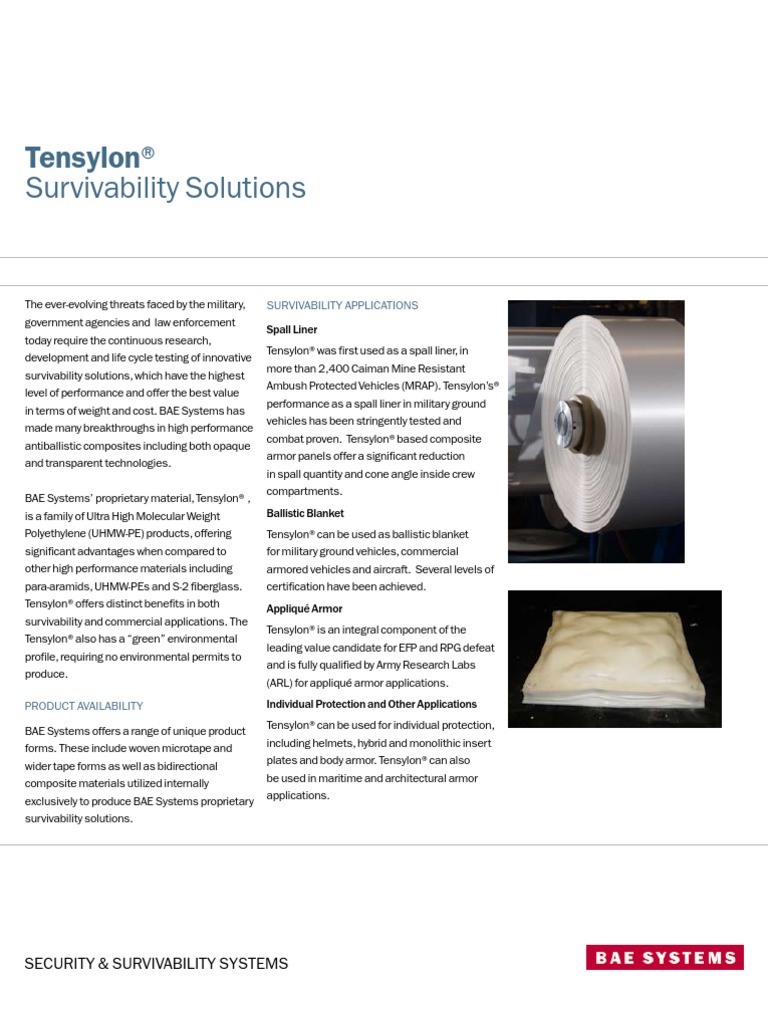 Tensylon Survivability Solutions - ITAR Ok | PDF | Mrap | Composite ...