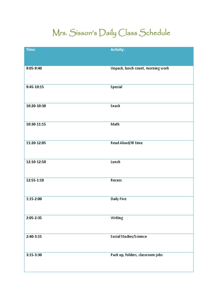 Class Schedule | PDF