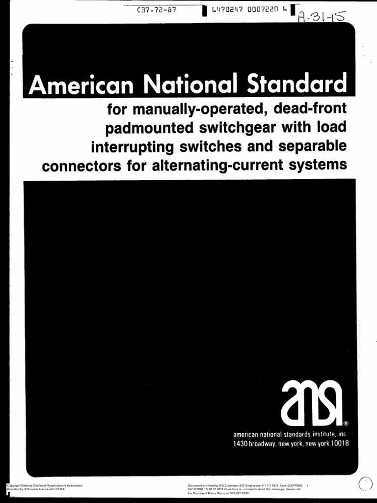 Ansi C37.72-1987 PDF | PDF | Switch | Electric Current