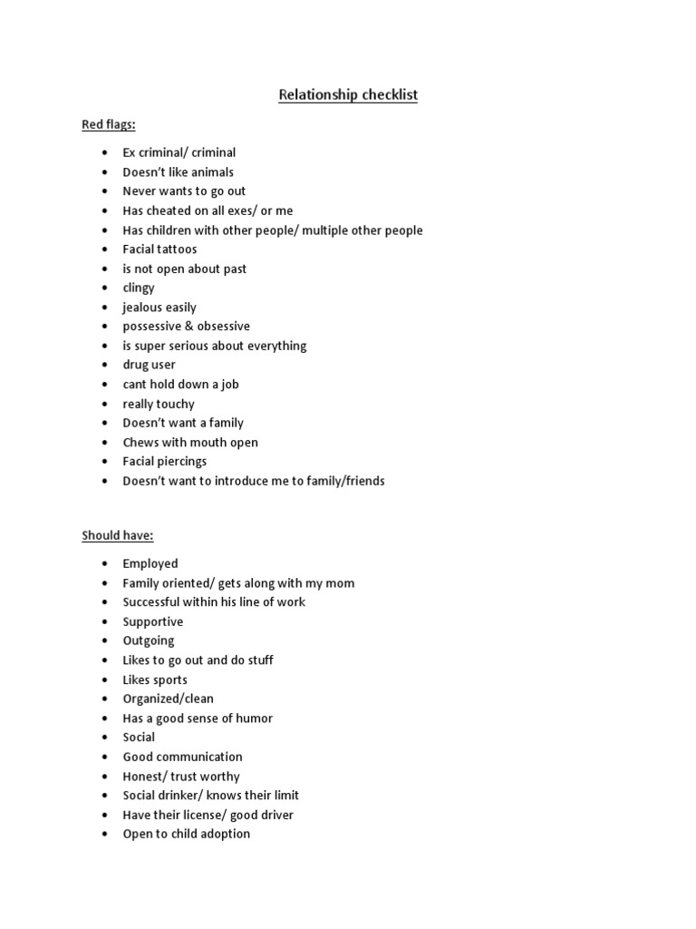 Relationship Checklist | PDF