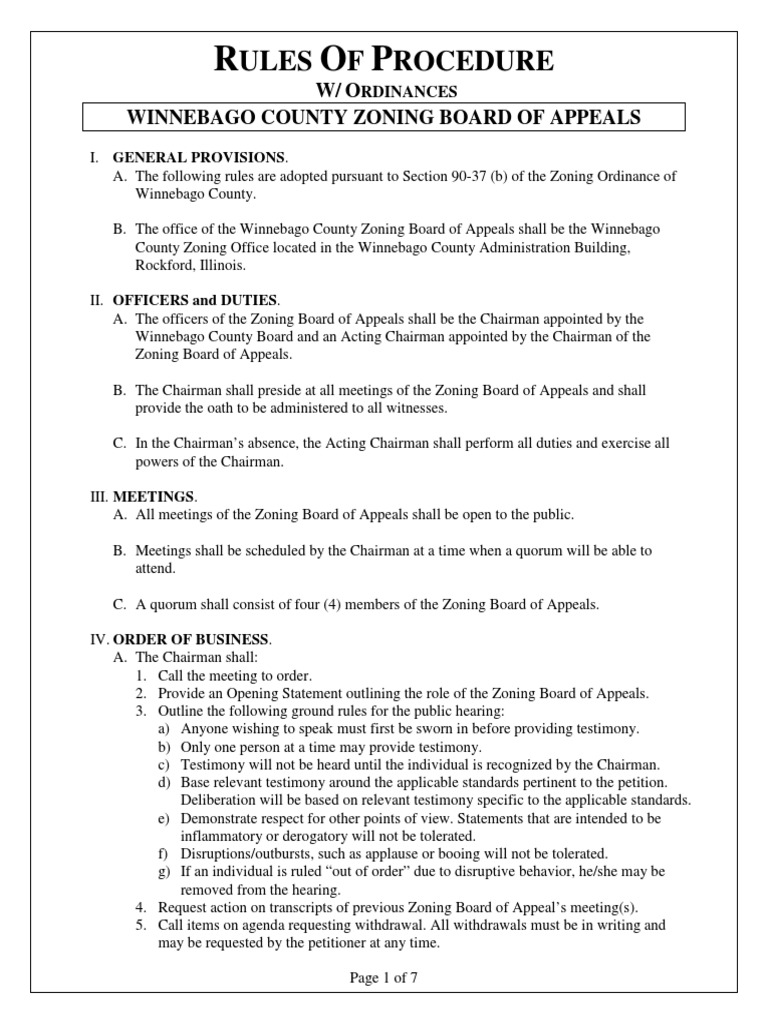 Rules of Procedure W Ordinances | PDF | Testimony | Zoning