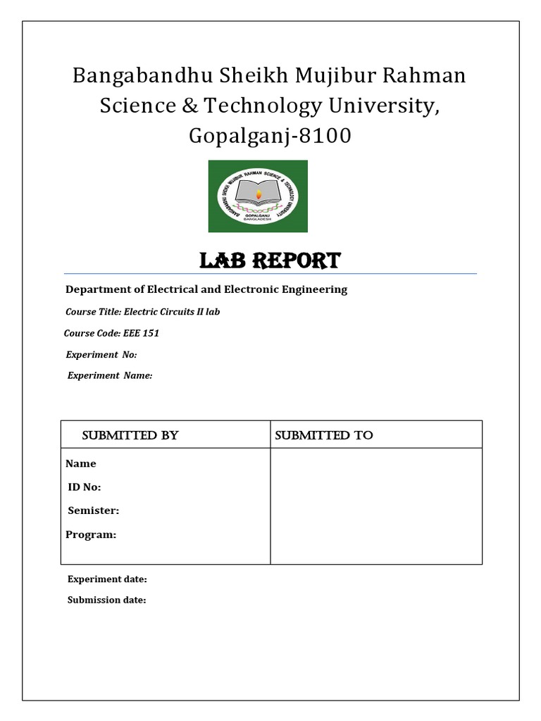 BSMRSTU Lab Report Cover Page by Zihad Cse41 | PDF