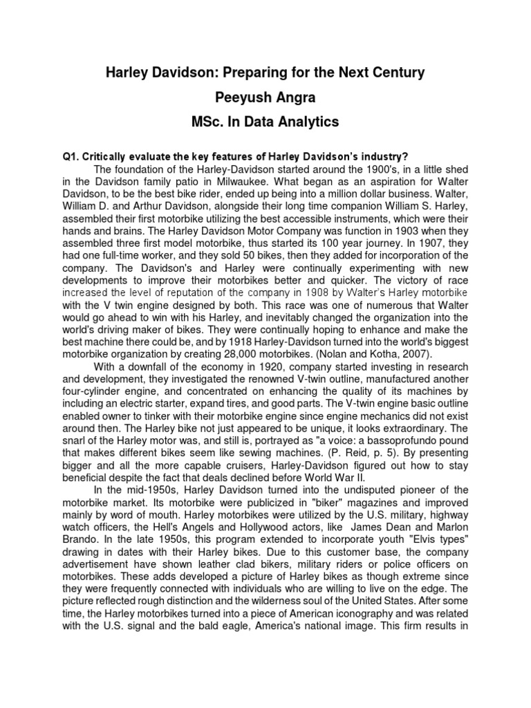 Critical Analysis of Harley Davidson's Industry, Transformation Process ...
