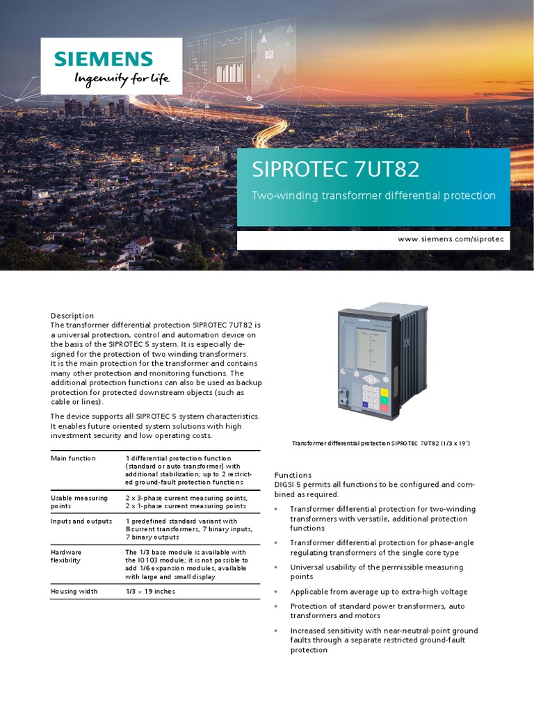 Siprotec 7ut82 Profile | PDF | Transformer | Electronics