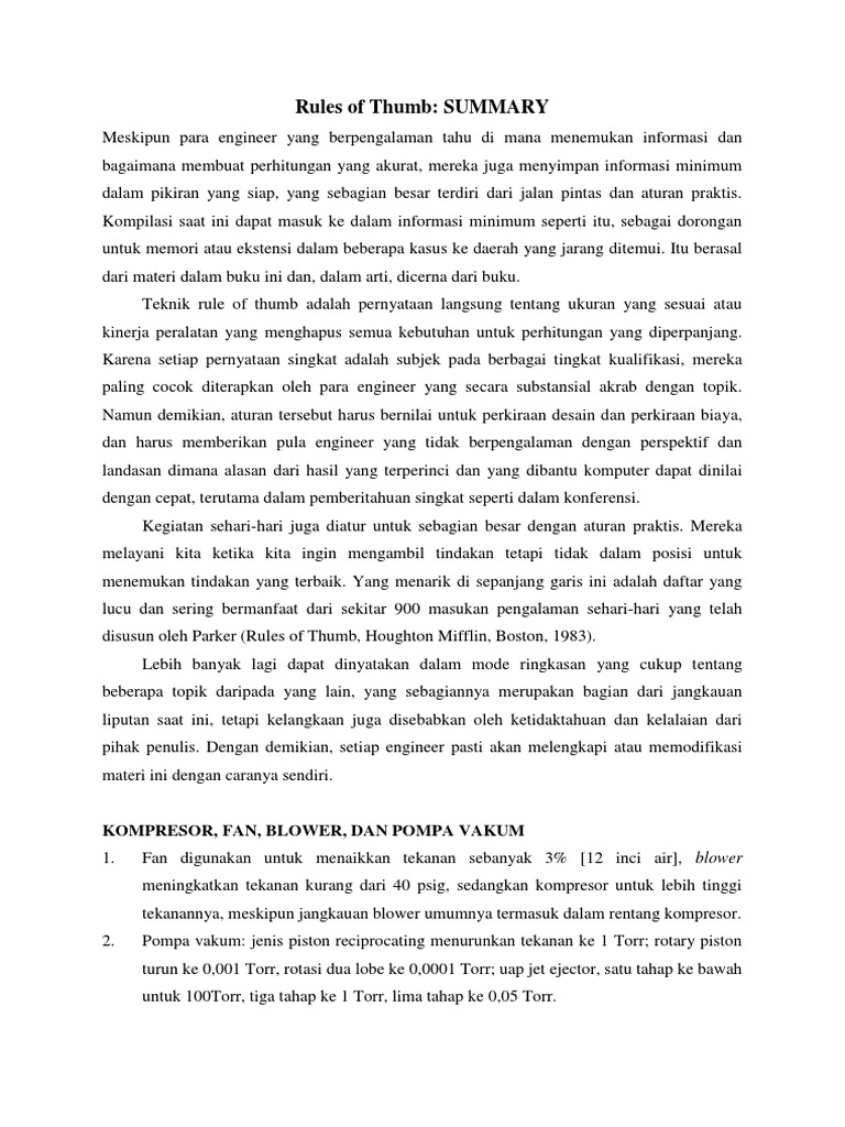Rule of Thumb | PDF