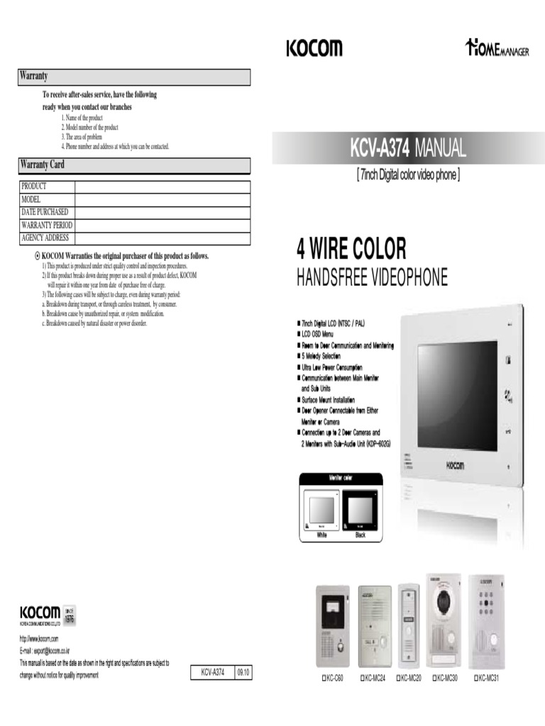 KCV-A374 User Manual PDF | PDF | Camera | Electrical Wiring