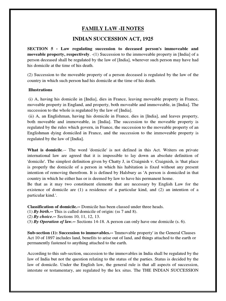 Family Notes Full | PDF | Domicile (Law) | Intestacy