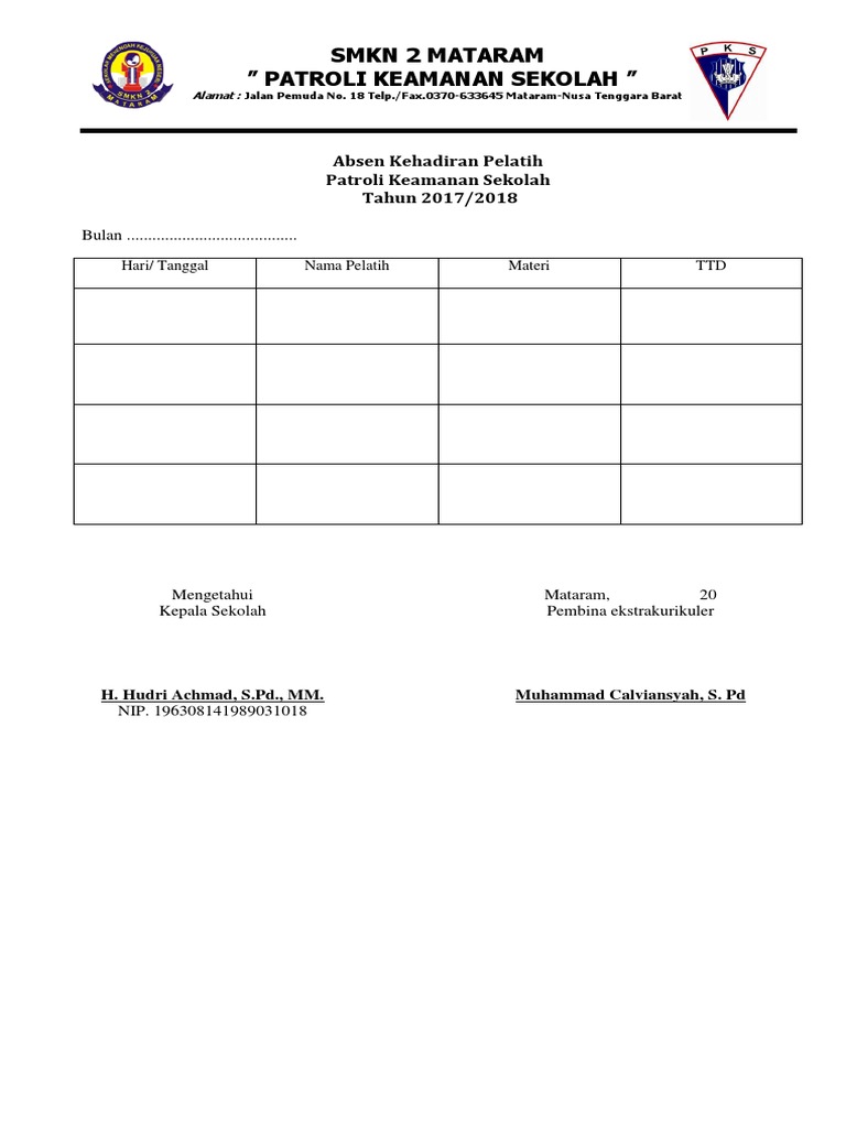 Absensi Pelatih | PDF