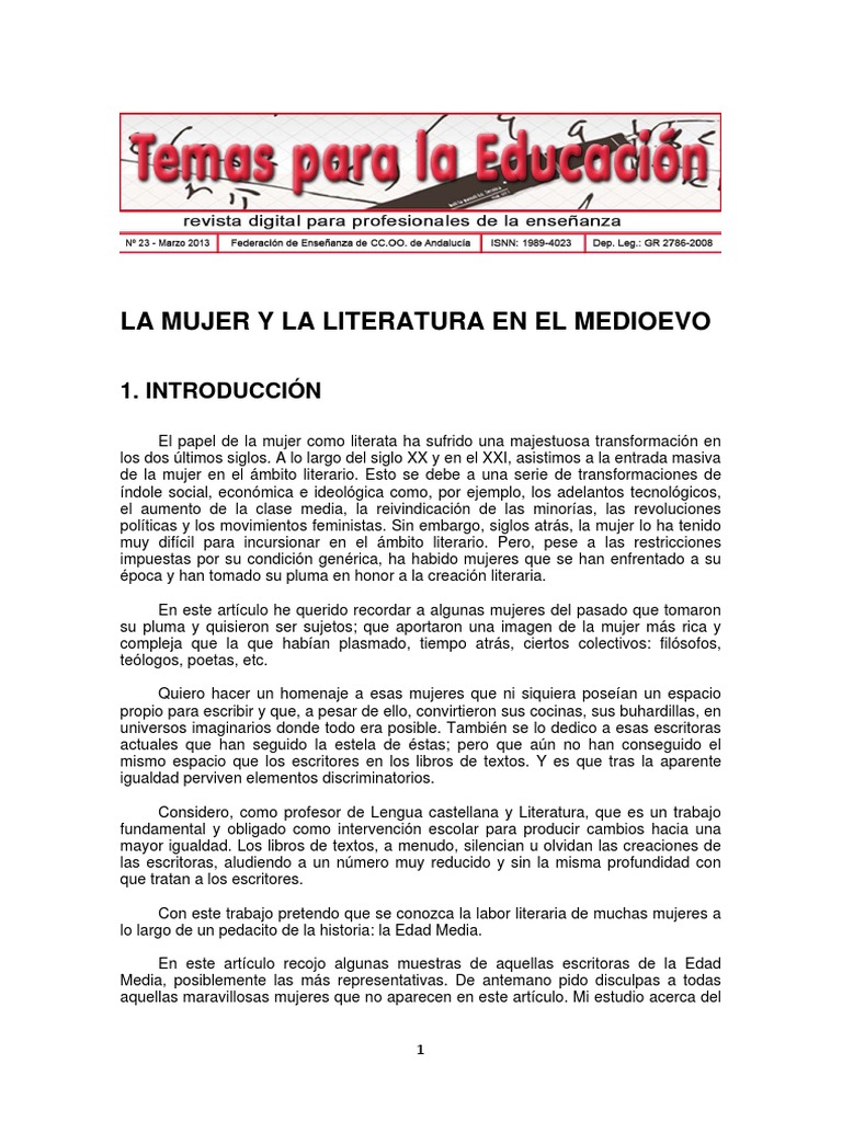 Mujeres Escritoras en la Edad Media | PDF | Mujer | Amor