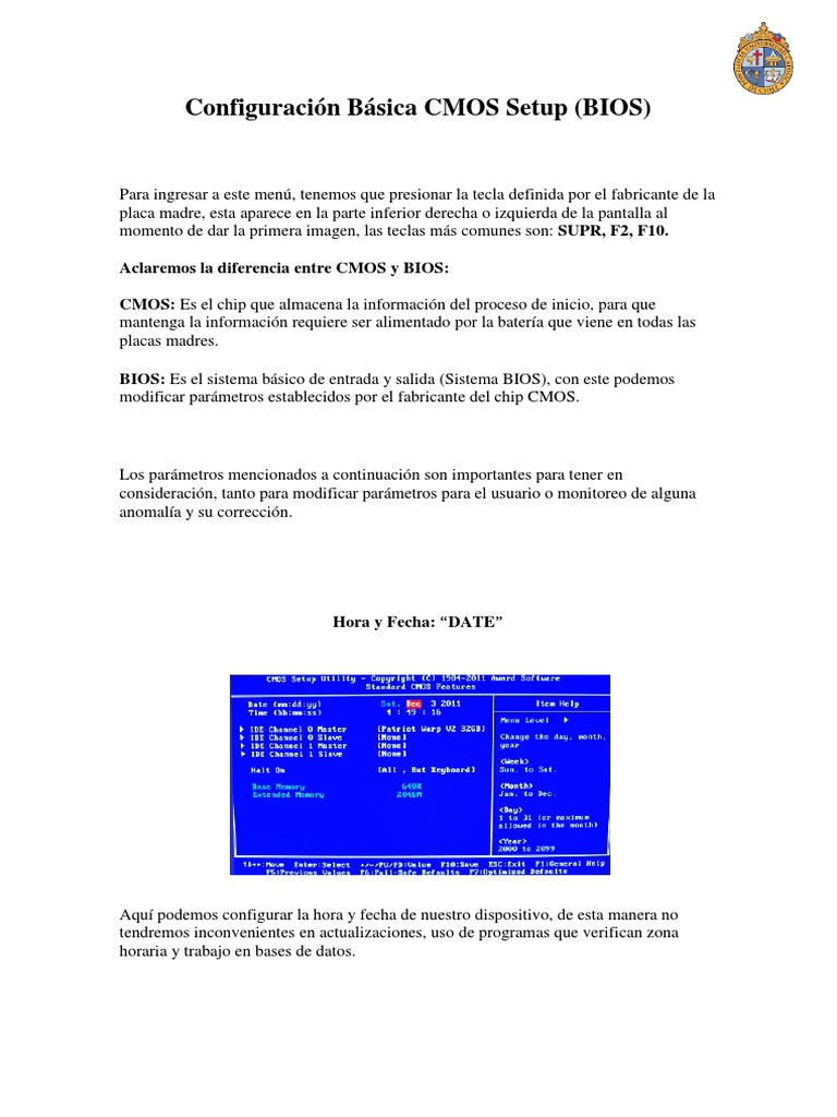 Configuracion Basica CMOS Setup (BIOS) | PDF | Bios | Disco duro