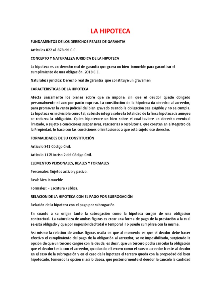 Hipo Teca | PDF | Subrogación | Pagos