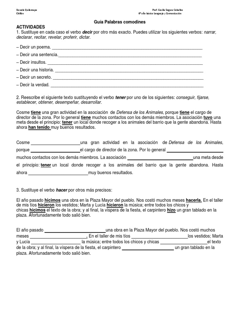 Guía Palabras Comodines | PDF