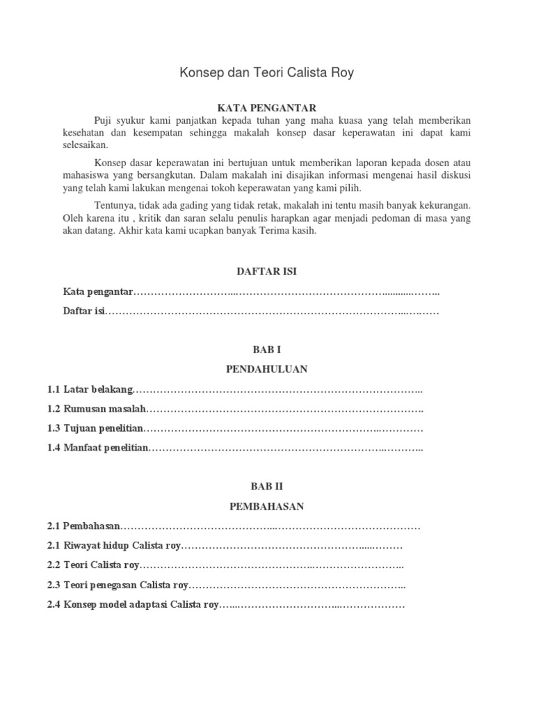 Konsep Dan Teori Calista Roy | PDF