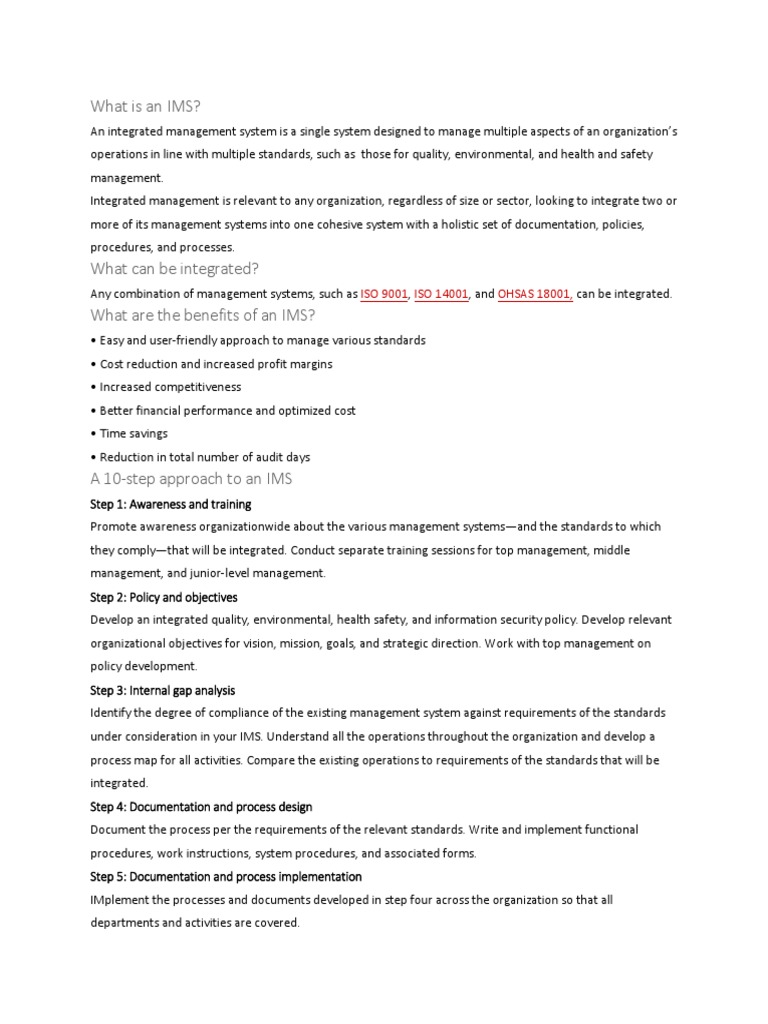 IMS Integrated Management System | Download Free PDF | Internal Audit ...