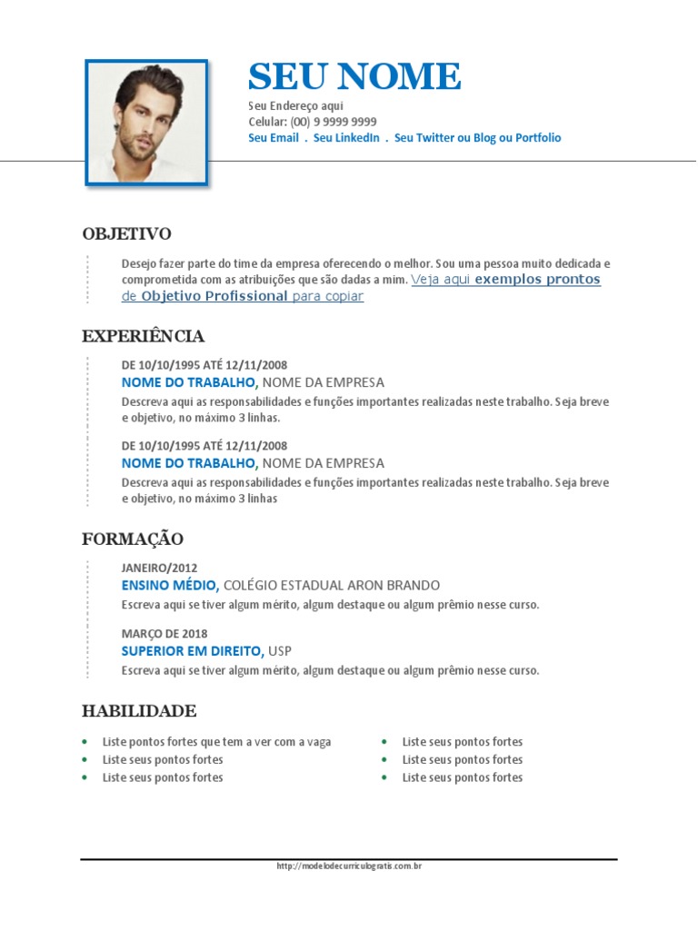 Modelo de Currículo Pronto para Baixar e Preencher 01 OK | PDF