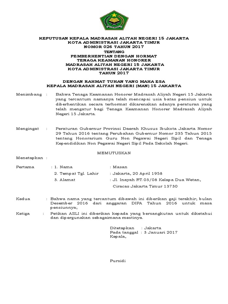 Contoh Surat Keputusan Pensiun Karyawan Swasta - Homecare24 Contoh Surat Keputusan Pensiun Karyawan Swasta - Homecare24