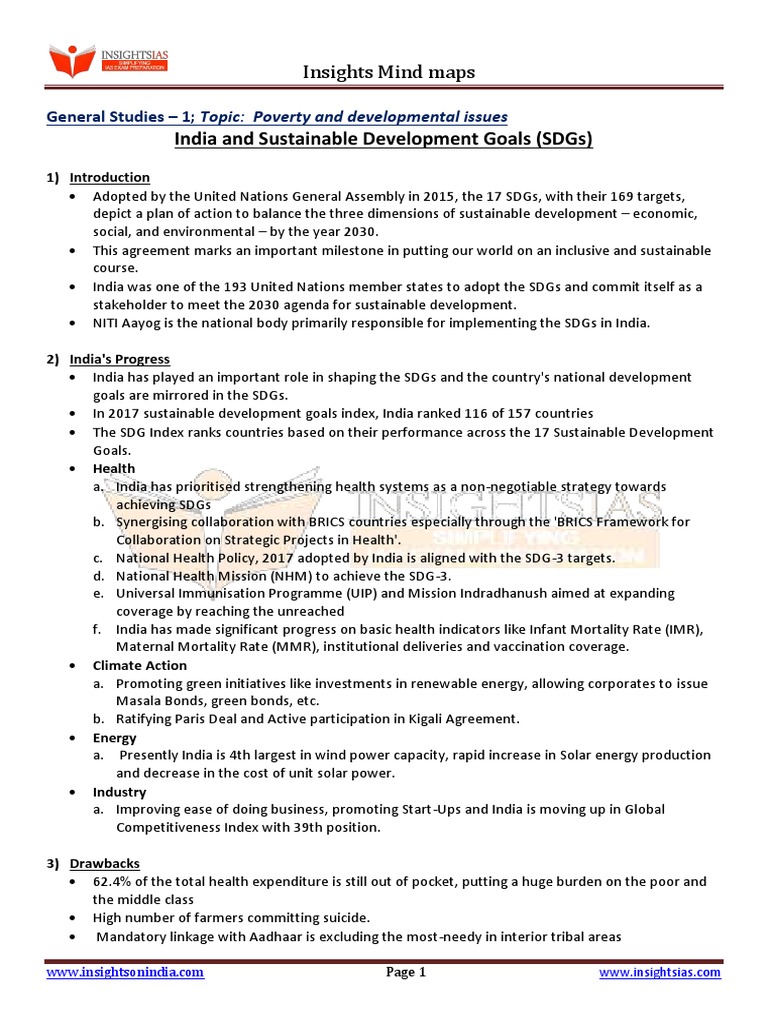 India And Sustainable Development Goals Sdgs Pdf Sustainability