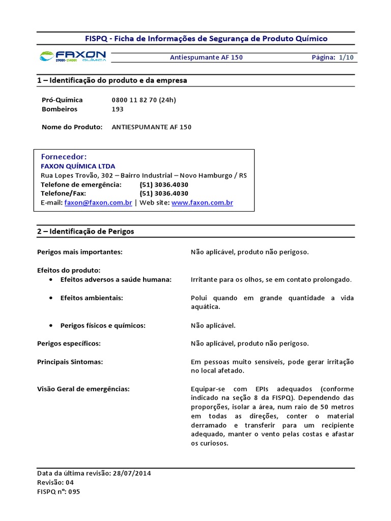 FISPQ - AF 150 - nº 095