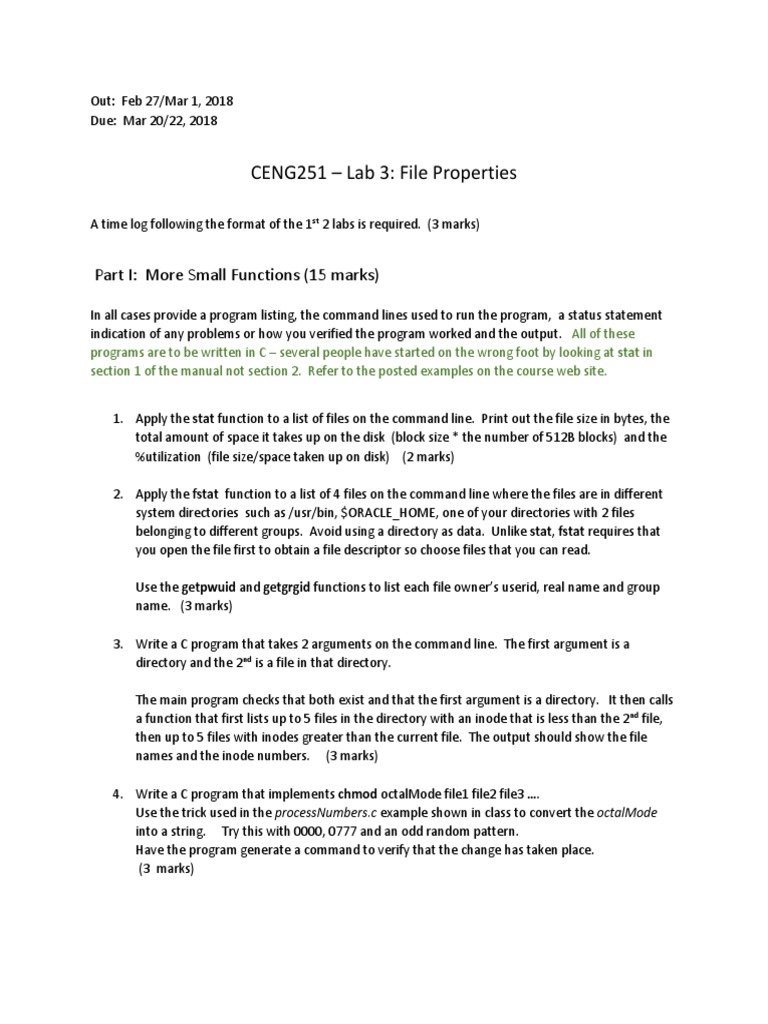 CENG251 Lab3 2018 | PDF | C (Programming Language) | Computer File