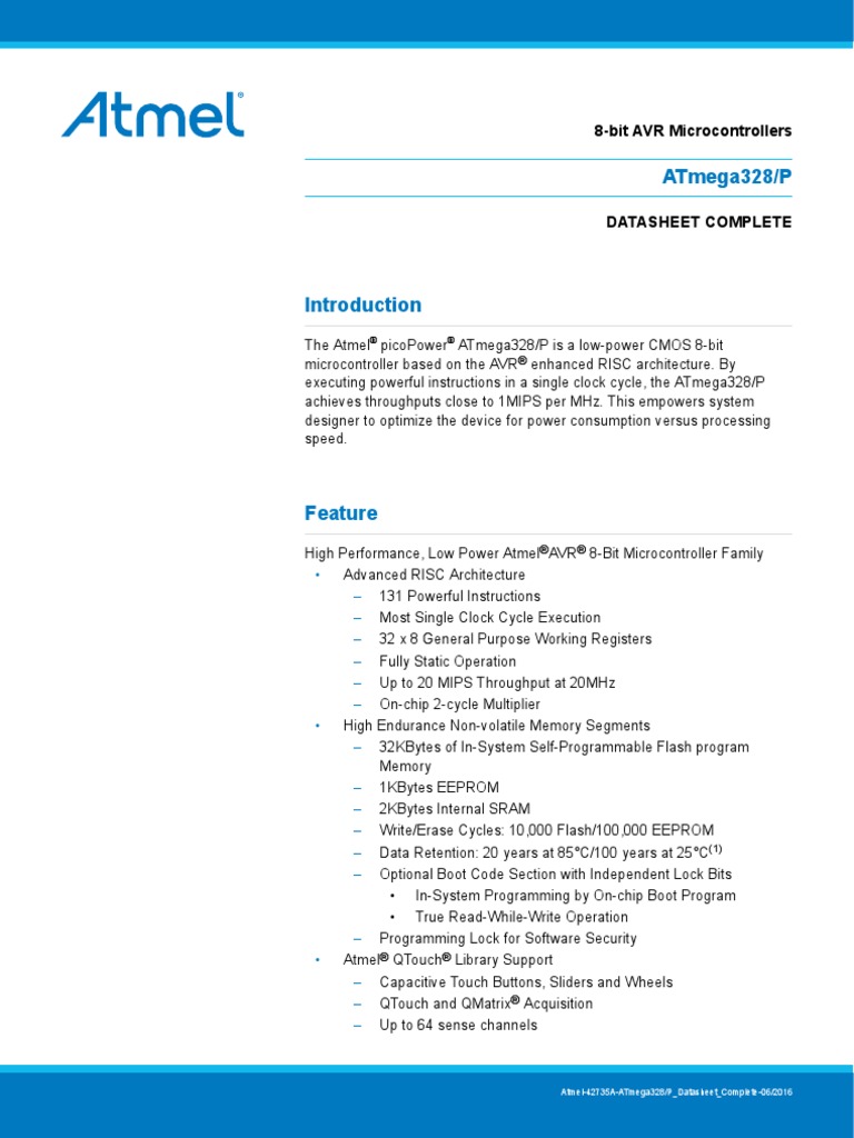 ATmega328P ATMEL PDF | PDF | Microcontroller | Flash Memory