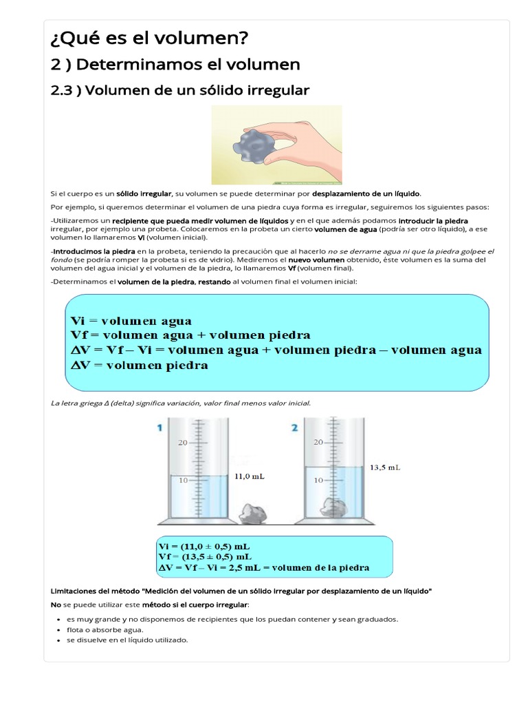 Volumen de Sólidos Irregulares por Desplazamiento | PDF | Volumen | Agua