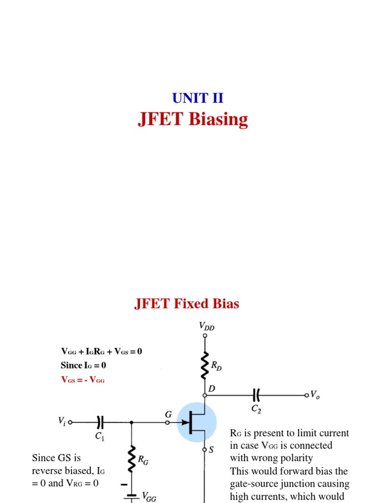 JFET Biasing: Unit Ii | PDF | Mosfet | Electrical Engineering