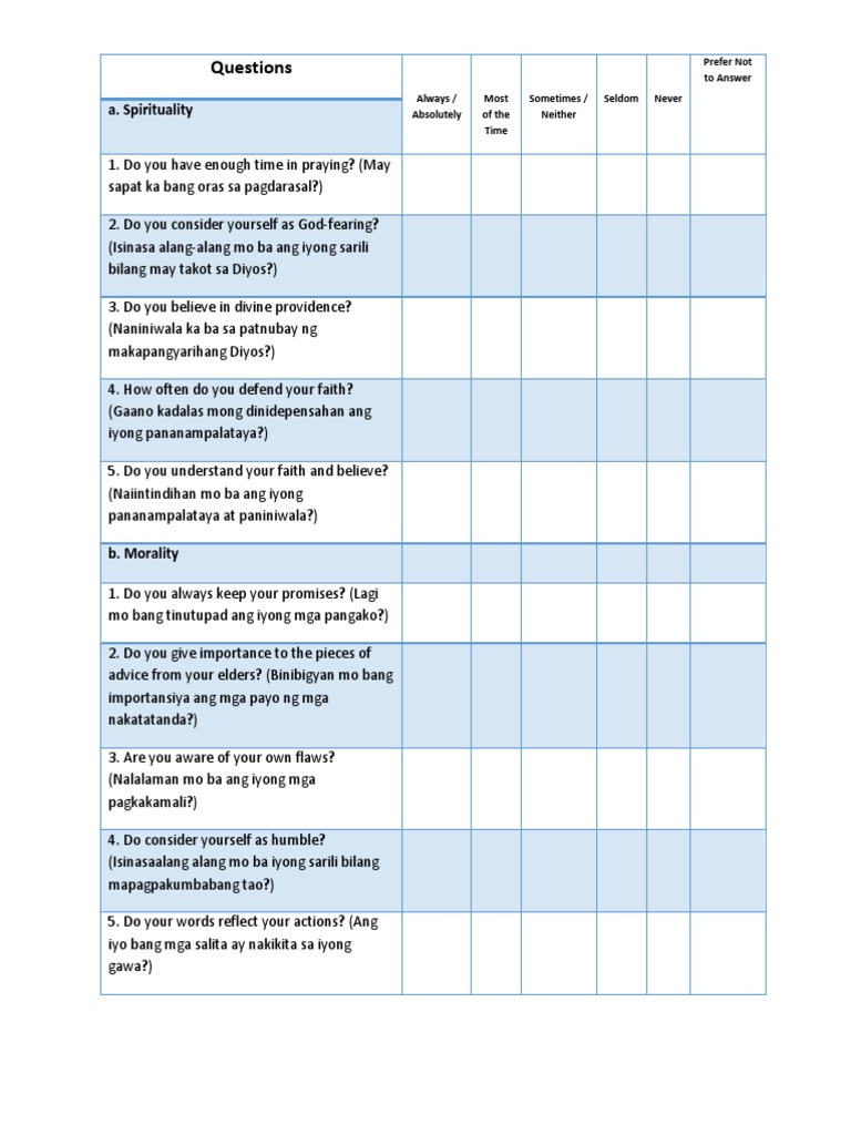 Sample Questionnaire | PDF | Religion And Belief | Science