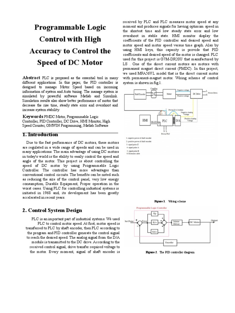 Programmable Logic Control With High Accuracy To Control The Speed of DC Motor | PDF | Control ...