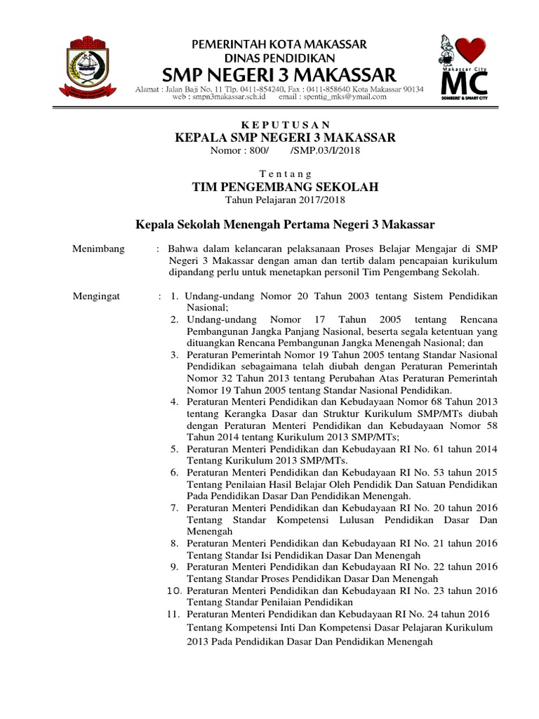 SK Tim Pengembang Sekolah | PDF