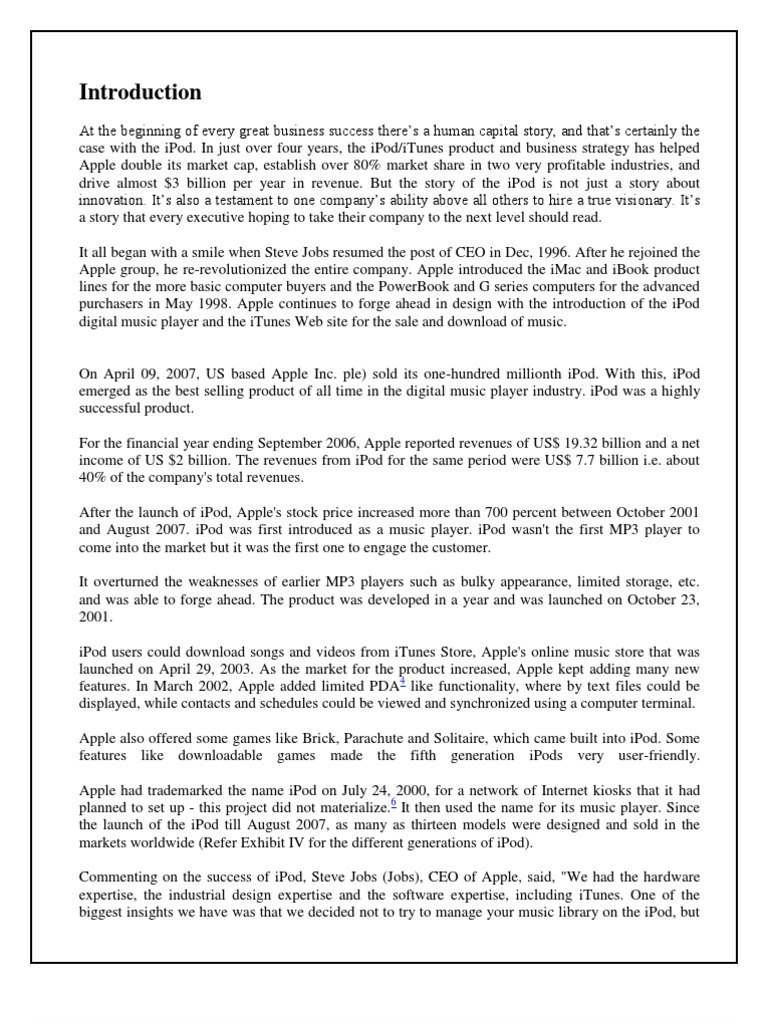 Ipod Evolution Case Study | PDF | I Pod | Apple Inc.