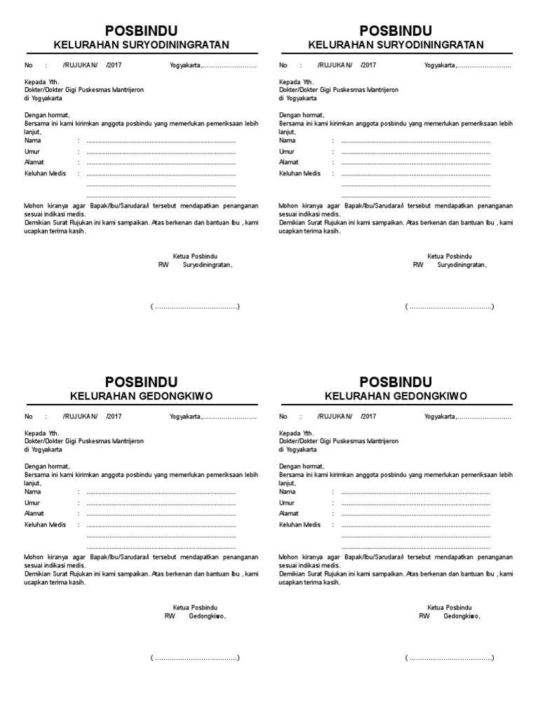 Format Rujukan Posbindu | PDF