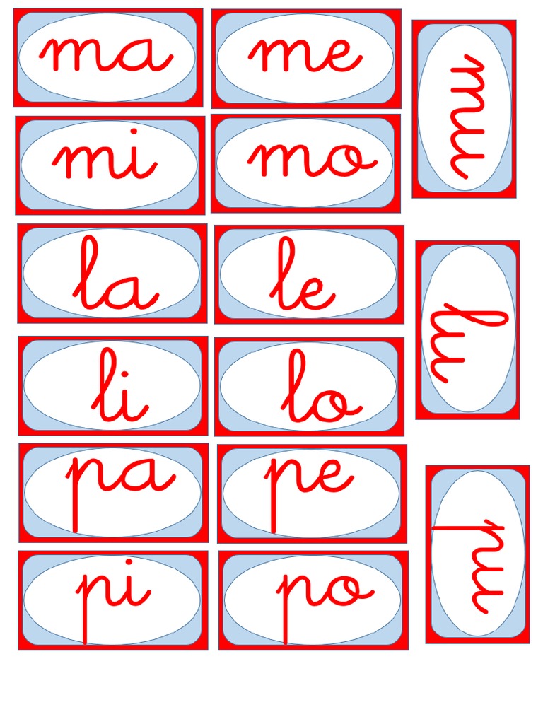 Tarjetas de lectura y sílabas para imprimir | PDF