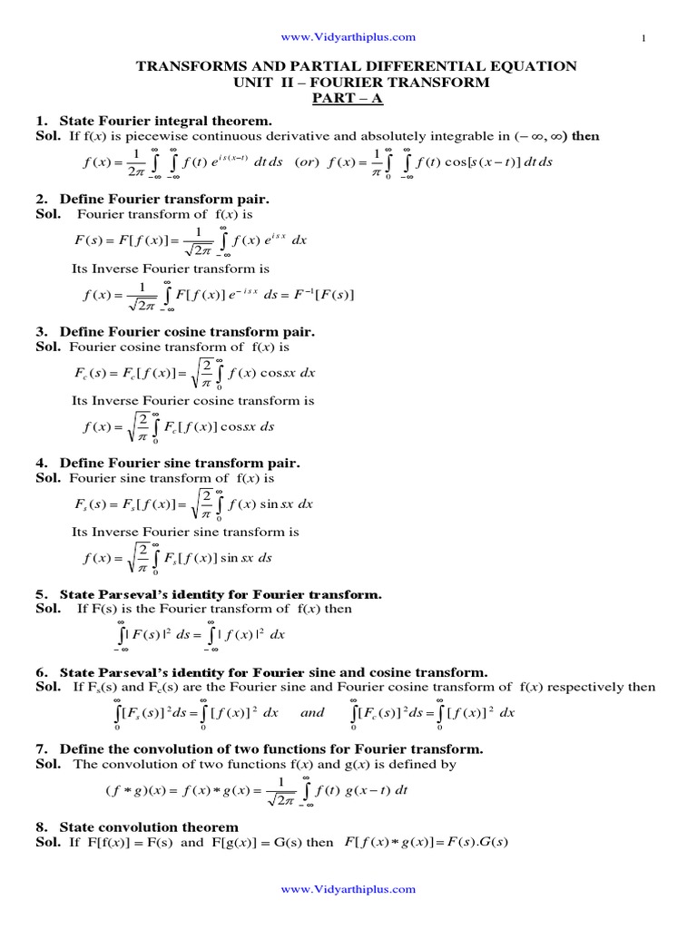 Fourier Transform Concepts and Theorems | PDF | Fourier Transform ...