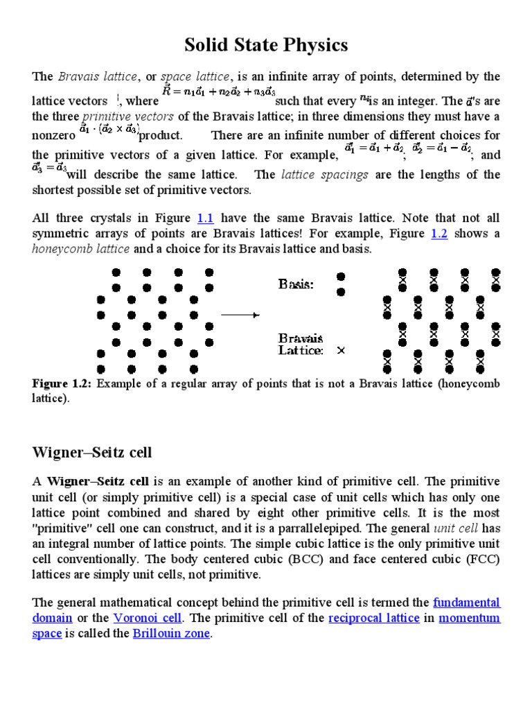 Solid State Physics Notes Crystal Structure Biophysics