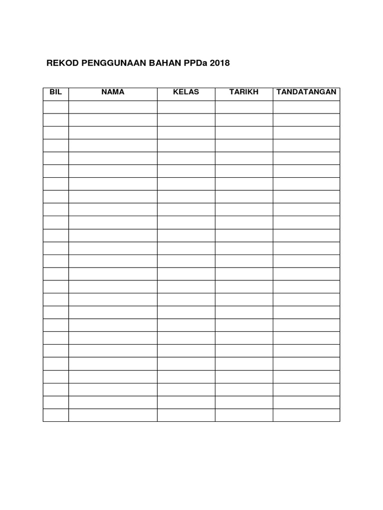 Rekod Penggunaan Bahan | PDF